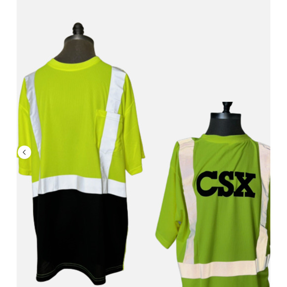 CSX | Shirts | New Csx Neon Hires Safety Neon Yellow Rail Train Tee ...